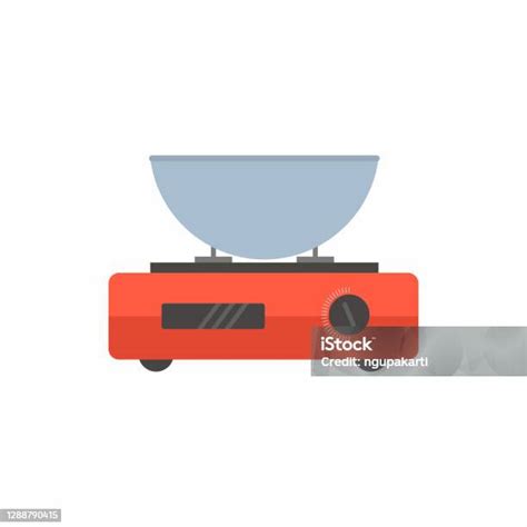 팬에 끓는 흰색 배경에 난로 고립 된 이미지에 요리 냄비 요리 개념 플랫 만화 디자인 그래픽 요소 벡터 일러스트레이션 강철에 대한 스톡 벡터 아트 및 기타 이미지 Istock