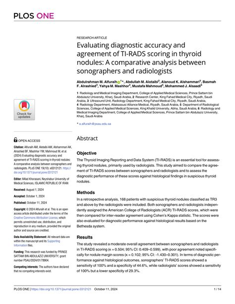 Pdf Evaluating Diagnostic Accuracy And Agreement Of Ti Rads Scoring In Thyroid Nodules A