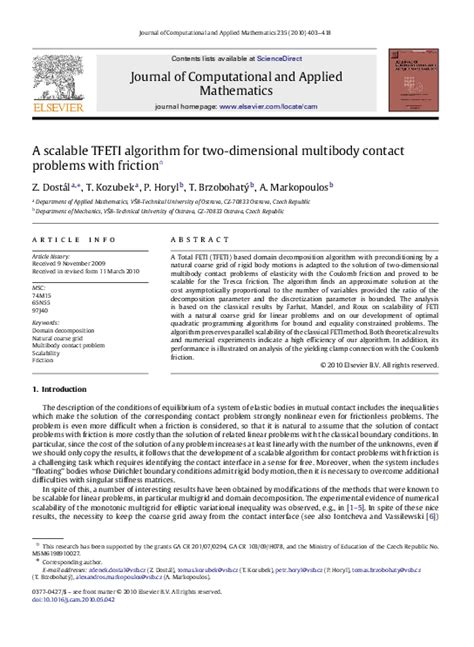 pdf a scalable tfeti algorithm for two dimensional multibody contact