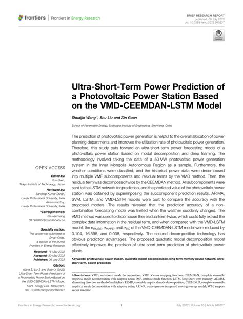 Pdf Ultra Short Term Power Prediction Of A Photovoltaic Power Station