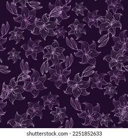 Seamless Pattern Lily Flower Hand Drawing Stock Vector Royalty Free 2251852633 Shutterstock