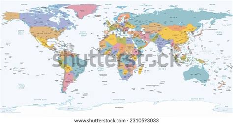 Political Simple World Map Equirectangular Projection Stock Vector Royalty Free 2310593033