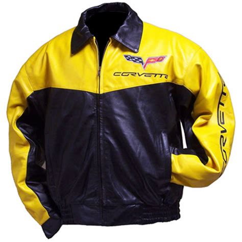 Corvette C6 Yellow Black Racing Leather Jacket Maker Of Jacket
