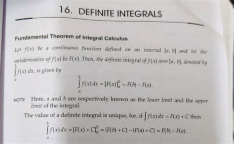16 Definite Integrals Fundamental Theorem Of Integral Calculus Let Fx