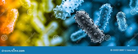 D Illustration Of Microscopic View Of Bacteria Germs Or Viruses Medical Background Stock