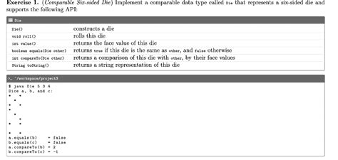 solved exercise 1 comparable siz sided die implement a
