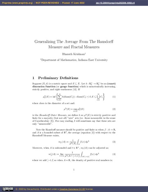 Pdf Generalizing The Mean From Hausdorff Measure And Fractal Measures