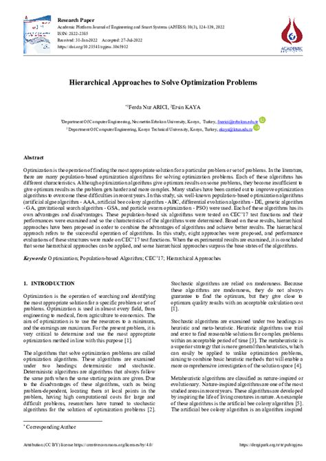 Pdf Hierarchical Approaches To Solve Optimization Problems
