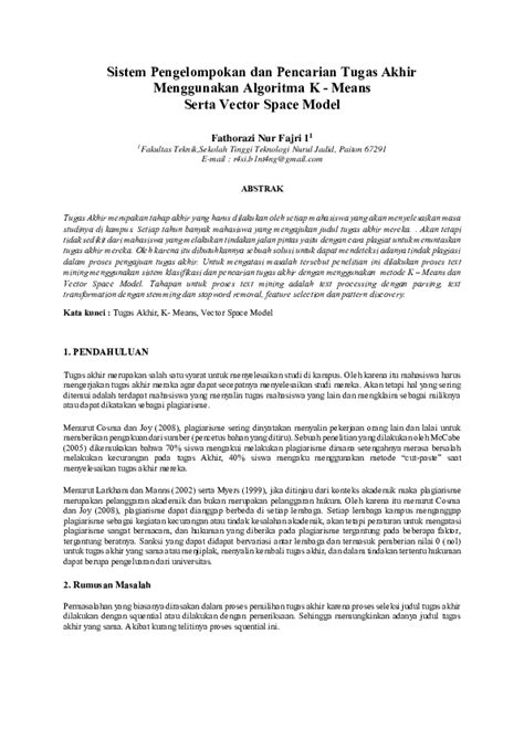 Pdf Sistem Pengelompokan Dan Pencarian Tugas Akhir Menggunakan