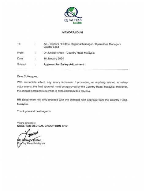 Memo Approval Salary Adjustment Pdf