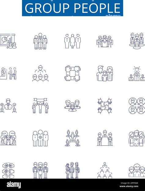 Group People Line Icons Signs Set Design Collection Of Collective Congregation Assembly