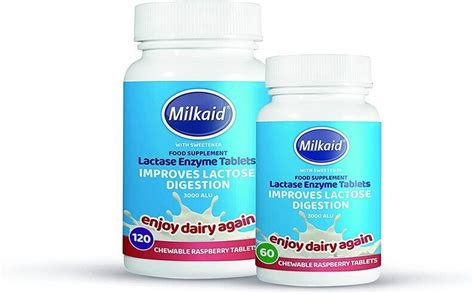 Milkaid Lactase Enzyme Chewable Tablets For Lactose Intolerance Relief 120 Tablets
