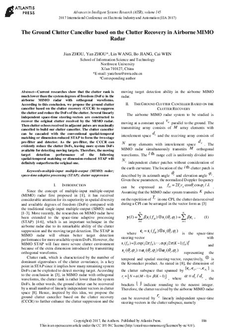 Pdf The Ground Clutter Canceller Based On The Clutter Recovery In