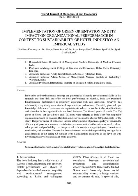 Pdf Implementation Of Green Orientation And Its Impact On Organizational Performance In