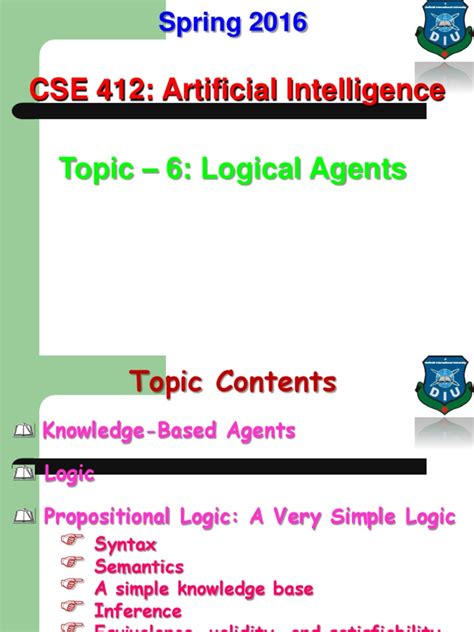 Topic 6 Logical Agents Pdf Logical Consequence If And Only If