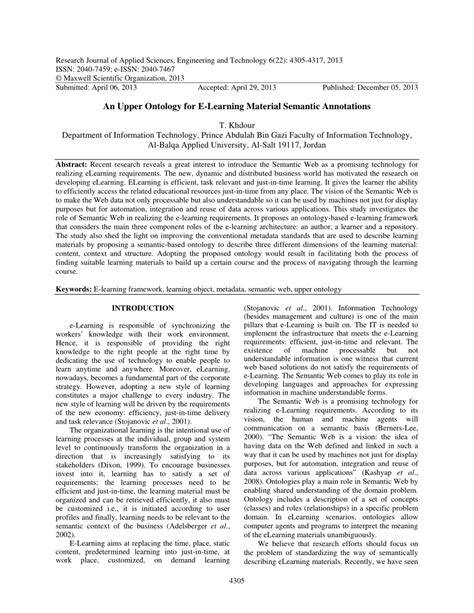 pdf an upper ontology for e learning material semantic annotations
