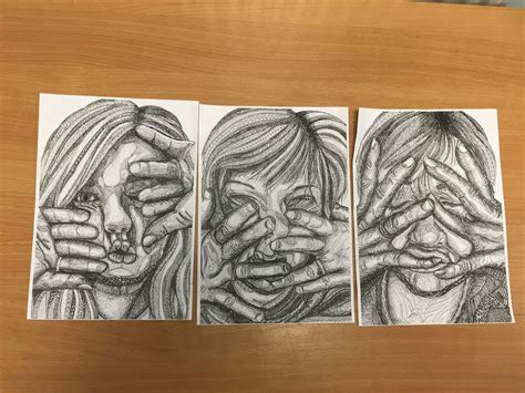 Pin On Portrait Drawing Triptych Art Disguise Art Body Image Art