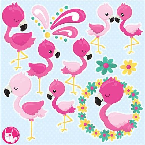 Flamingo Clipart Commercial Use Flamingo Vector Graphics Etsy