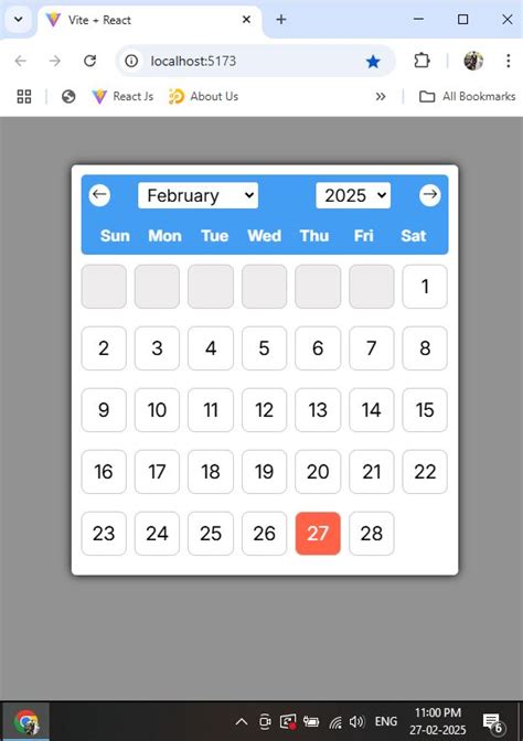 reactjs webdevelopment javascript reactprojects calendarcomponent
