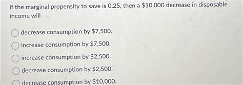 Solved If The Marginal Propensity To Save Is 025 ﻿then A