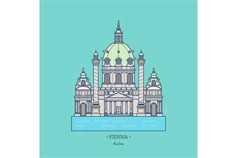 Austria Illustration Karlskirche Travel Vienna Icon Tourist