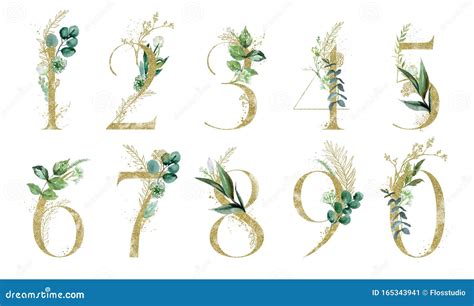 Set Collection Digits Symbol Golden Texture Vector Illustration 63554084