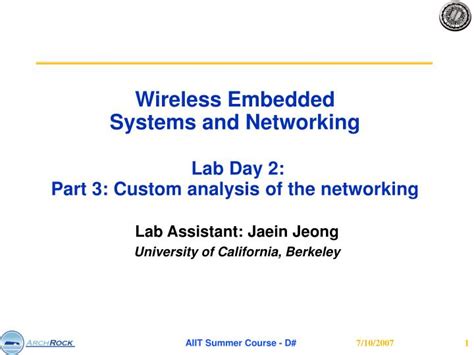 Ppt Wireless Embedded Systems And Networking Lab Day 2 Part 3 Custom Analysis Of The