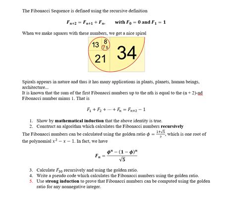 Solved The Fibonacci Sequence Is Defined Using The Recursive Chegg