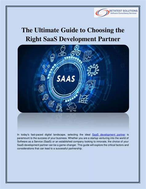 Ppt The Ultimate Guide To Choosing The Right Saas Development Partner