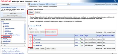 Oracle Weblogic Console Operations