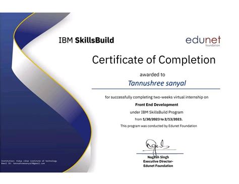 Tannushree Sanyal On Linkedin Experience Learning Internship Ibmskillsbuild