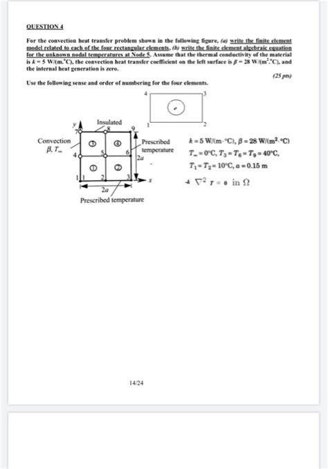 question 4 for the convection heat transfer problem