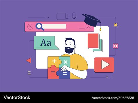 Education Concept In Flat Neo Brutalism Design Vector Image