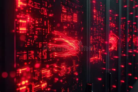 Visual Representation Of Data Transfer Within A Modern Server Room