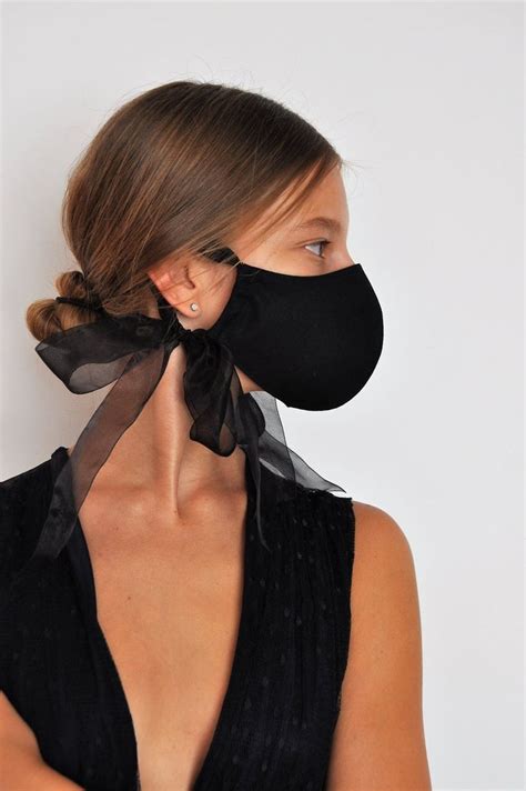 Black Cotton Mask Black Ties Mask Duoble Layer Mask Decorative Mask