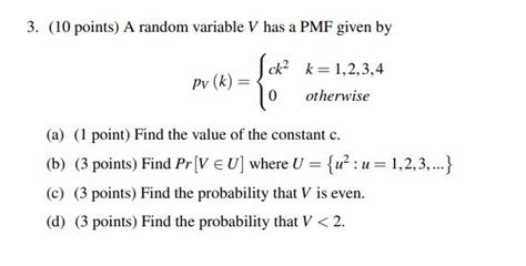 solved 3 10 points a random variable v has a pmf given by