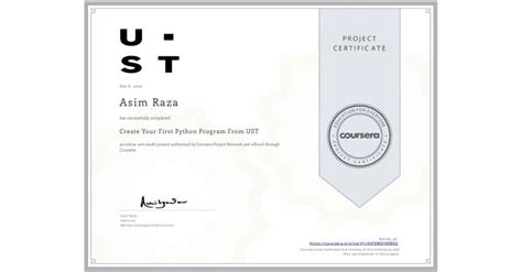 Asim Raza On Linkedin Completion Certificate For Create Your First Python Program From Ust