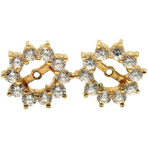 Diamond Earring Jackets 14 Karat Yellow Gold At 1stdibs