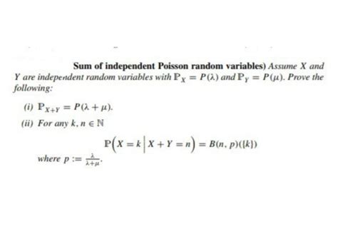 Solved Sum Of Independent Poisson Random Variables Assume X Chegg