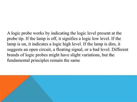 logic probe eloctronic circuit presentation ppt