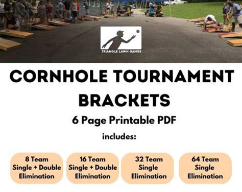 Cornhole Tournament Brackets Printable Single And Double Elimination