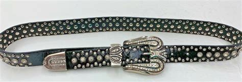 Ornate Black Belt Western Chic Fashion Silver Tone Bu Gem
