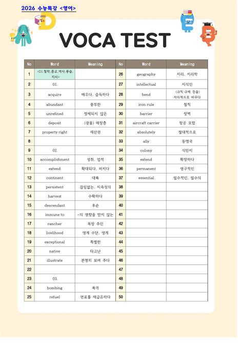 2026 수능특강 영어 단어정리테스트지 주제소재편 쏠북