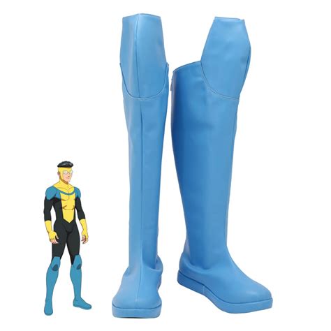 Invincible Mark Grayson Cosplay Boots Blue Costume Shoes Takerlama