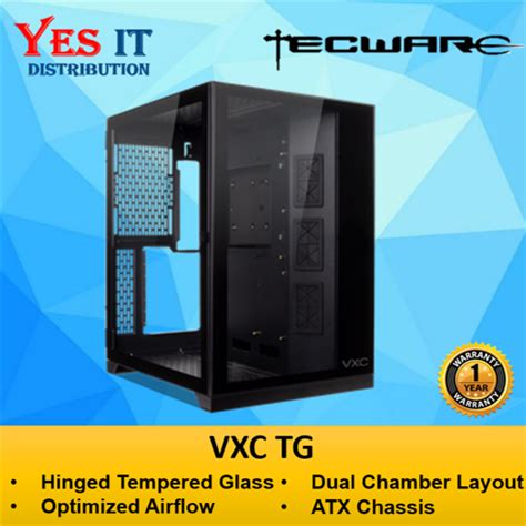 Tecware Vxc Tg Tempered Glass Dual Chamber Atx Pc Casing Chassis Black Lazada