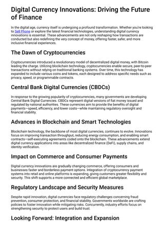 Digital Currency Innovations Driving The Future Of Finance Pdf