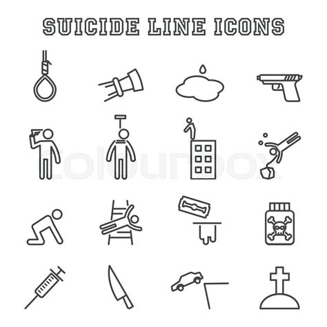 Suicide Line Icons Mono Vector Stock Vector Colourbox