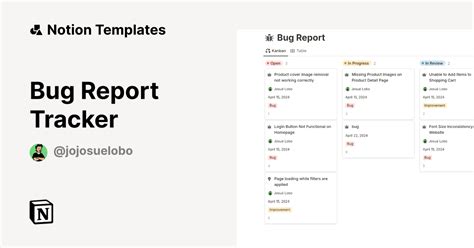 Bug Report Tracker Template by jojosuelobo | Notion Marketplace