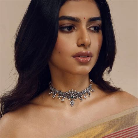Neema Oxidized Paisley Choker Silver Jewellery Indian Beauty Paisley