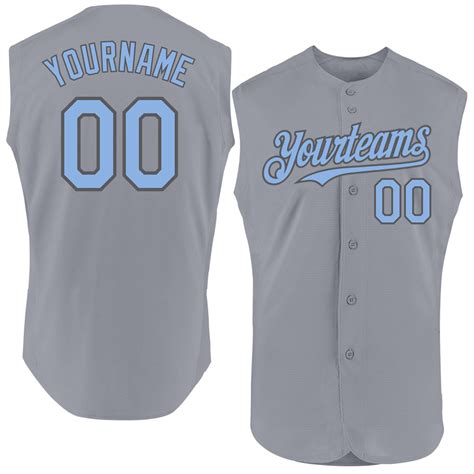 2024 Custom Gray Light Blue Steel Gray Authentic Sleeveless Baseball